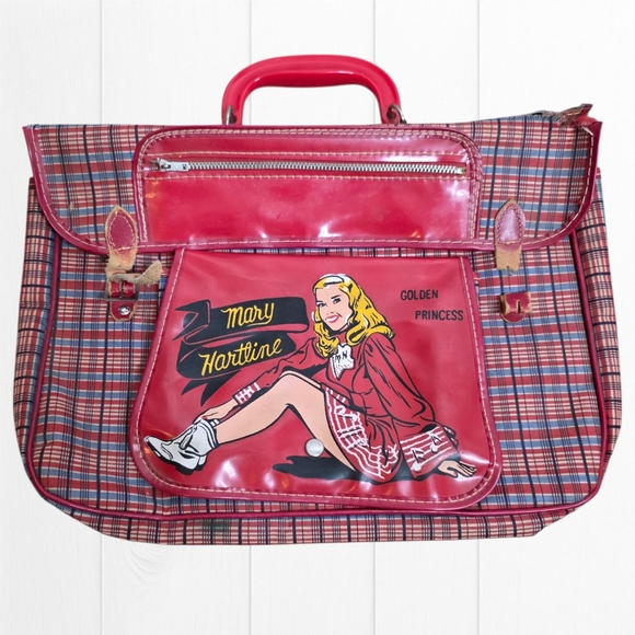 Vintage | Bags | Rare Mary Hartline Golden Princess Plaid Vinyl Satchel ...